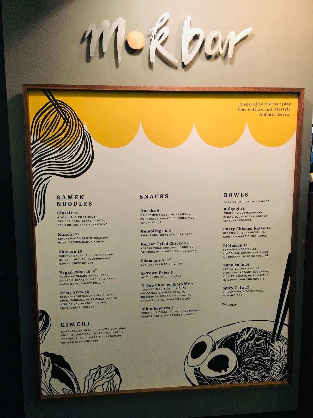 Menu at Mokbar, New York City, 75 9th Ave