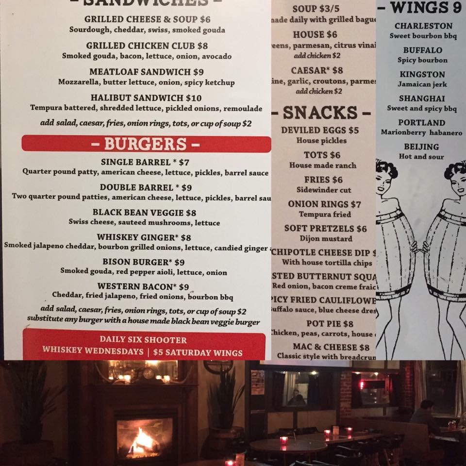 Menu at Double Barrel Tavern, Portland