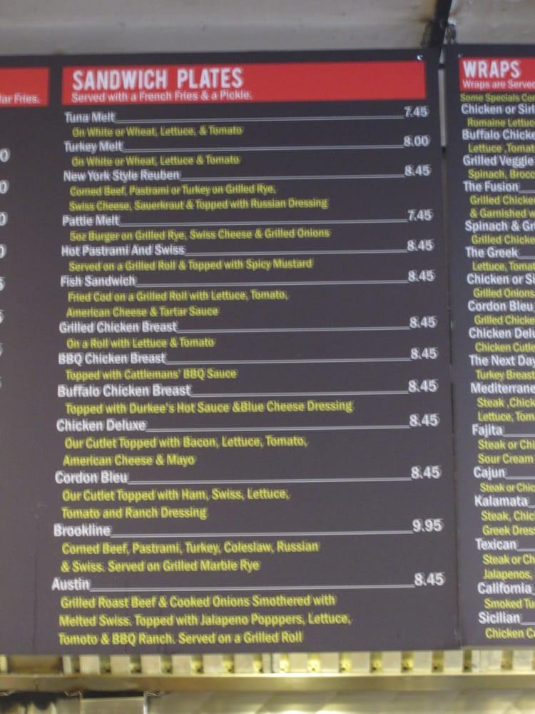 Menu at Jim's Deli & Restaurant, Boston