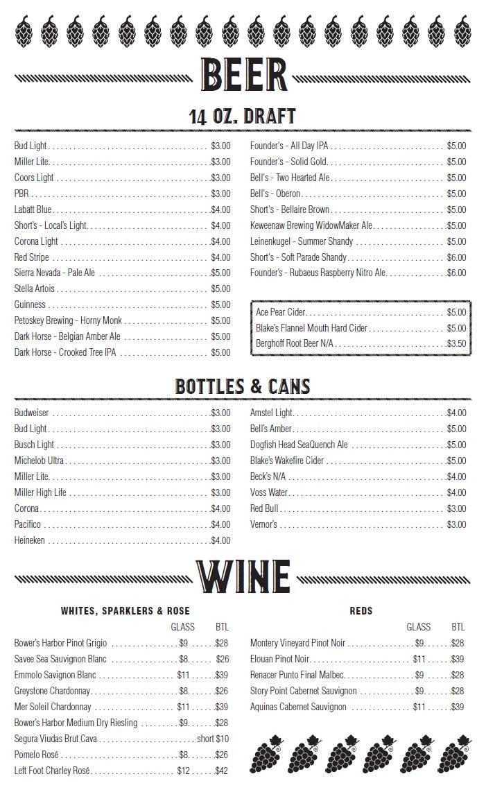 Menu at Lake Street Pub, Boyne City