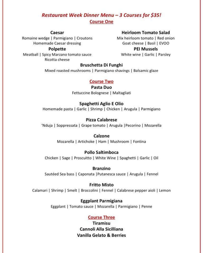 Menu at Osteria Marzano pizzeria, Alexandria