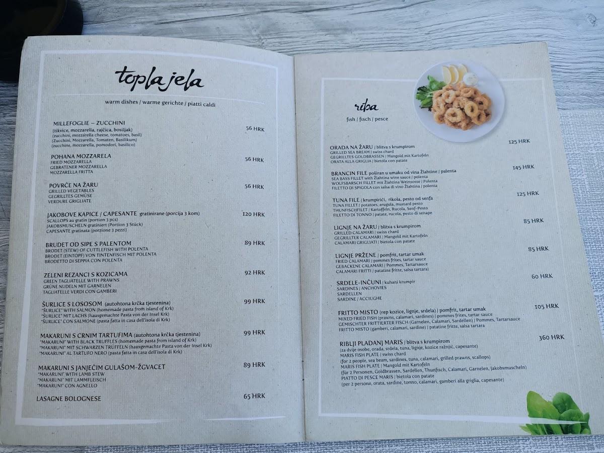 Menu at Restaurant Maris, Omišalj