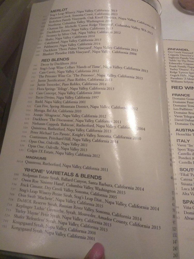 Menu at 555 East American Steakhouse, Long Beach