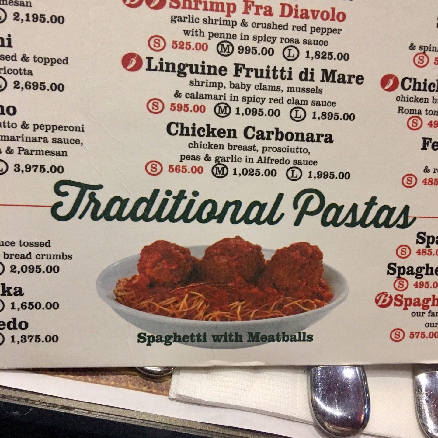 Menu at Buca Di Beppo Philippines restaurant, Taguig