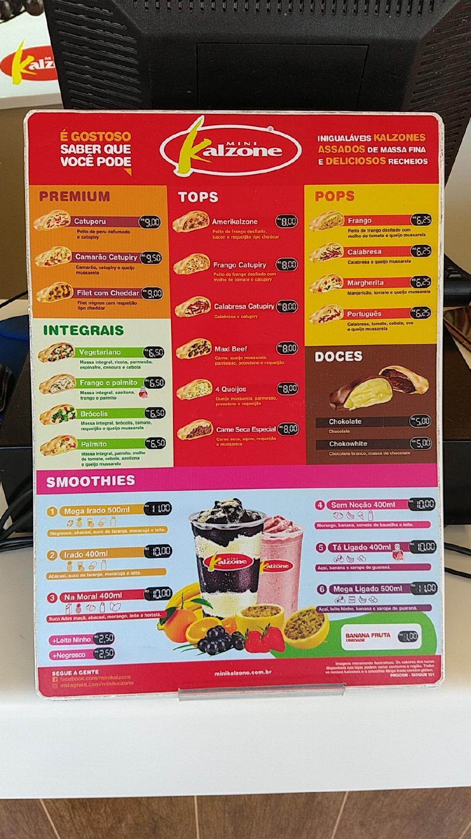 Menu em Mini Kalzone - Guarda do Embaú restaurante, Florianópolis, R ...