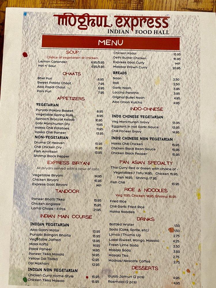 Menu at Moghul Express Parsippany restaurant, Parsippany-Troy Hills