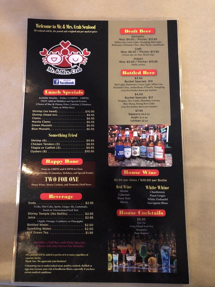 Carta del pub y bar Mr. & Mrs. Crab - Brandon, Brandon