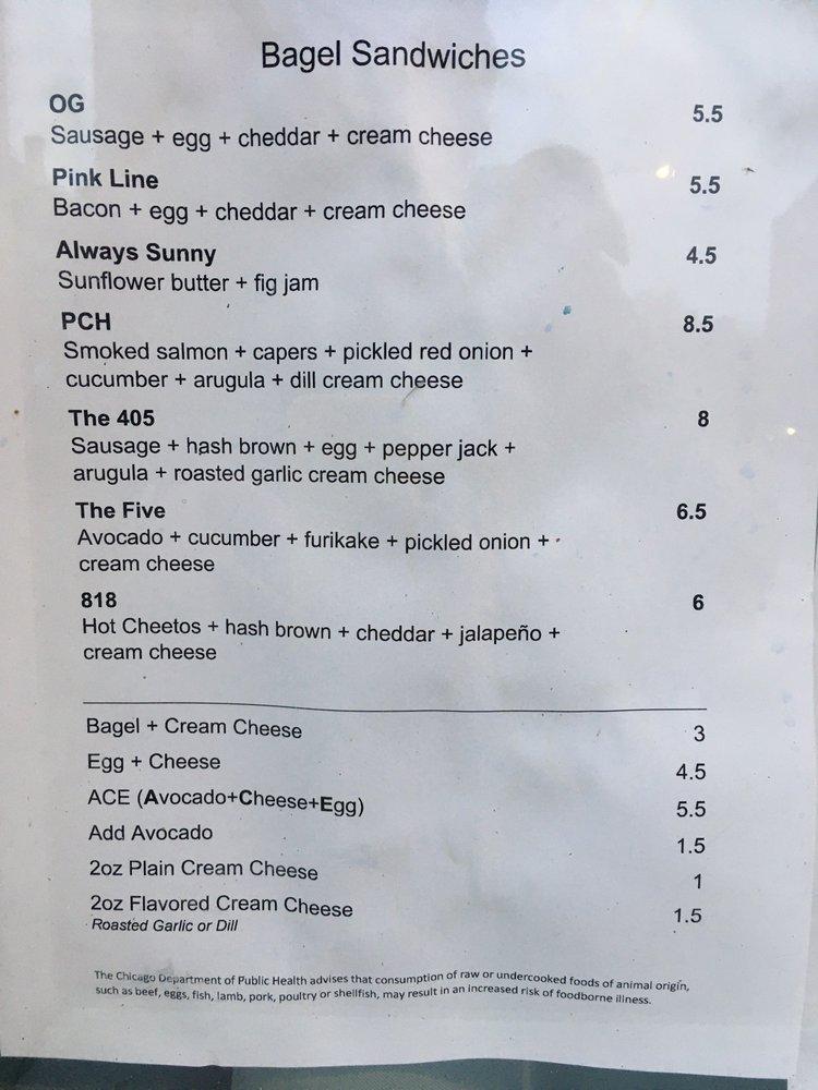 Menu at Foxglove Coffee restaurant, Chicago