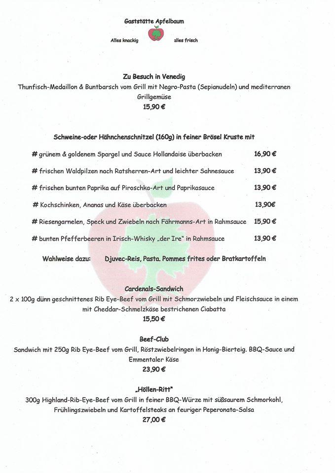 Menu at Gaststätte Apfelbaum pub & bar, Essen