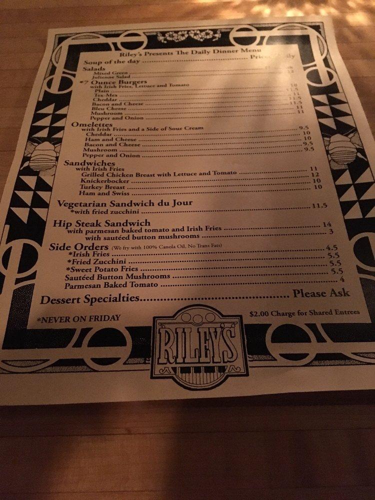 Menu at Riley's pub & bar, Syracuse