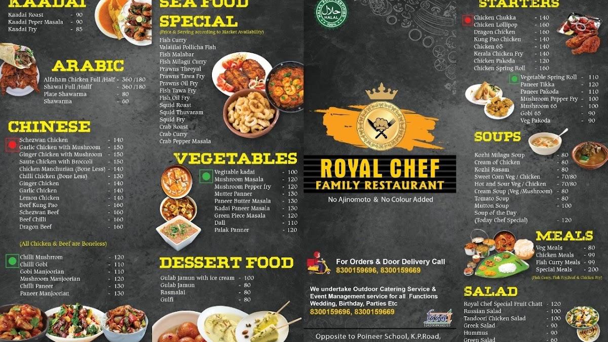Menu at Royal chef family restaurant (restaurant in nagercoil), Nagercoil