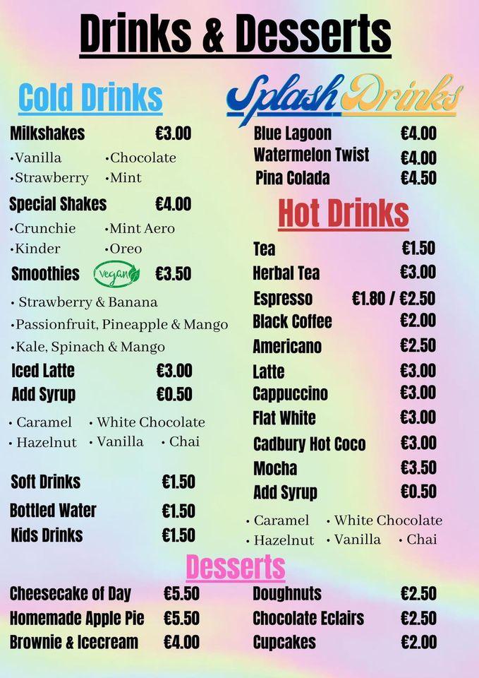 Menu at The Wheelhouse Cafe, Burtonport