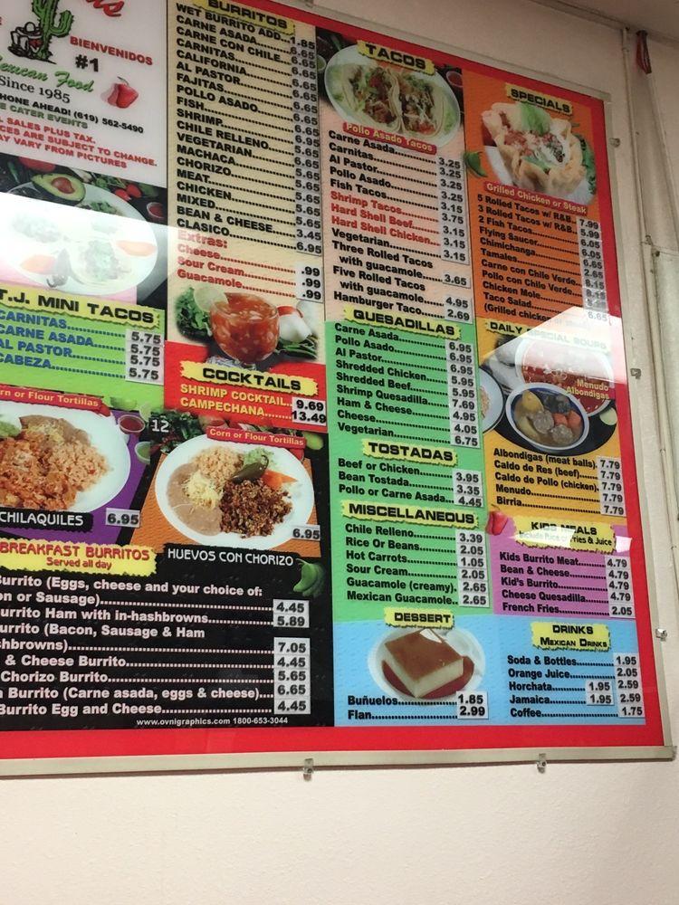 Menu at Estrada's Mexican Food restaurant, Santee, Magnolia Ave #107