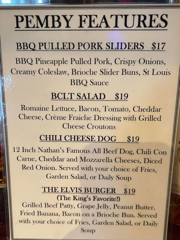 Carta de Pemberton Station Neighbourhood Pub, North Vancouver