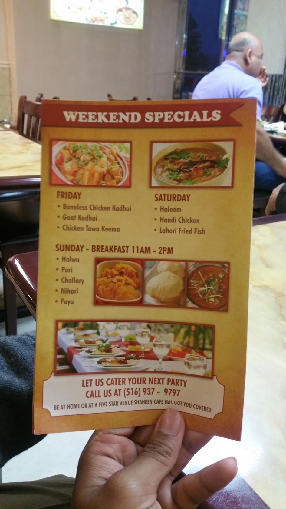 Menu at Shaheen Restaurant, Hicksville