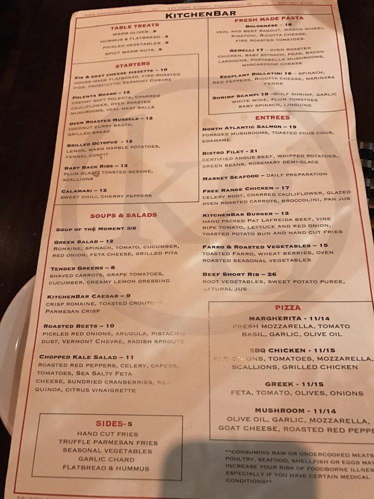 Menu at KG Kitchen pub & bar, Providence