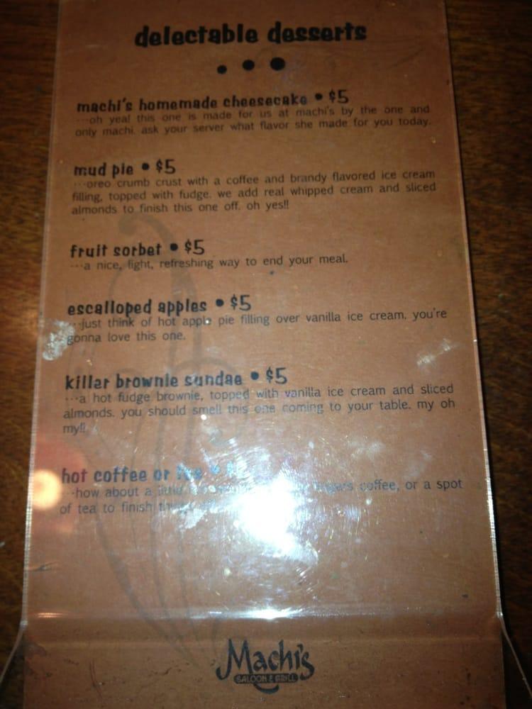 Menu at Machi's Saloon & Grill pub & bar, Elko