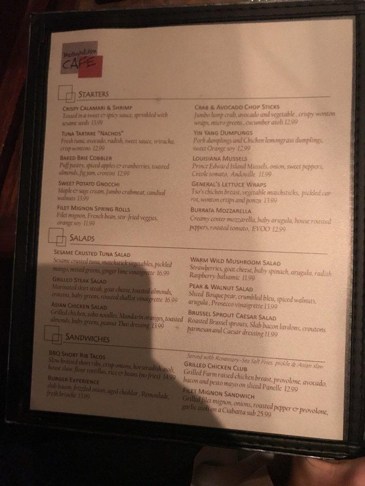 Menu at Metropolitan Cafe, Freehold
