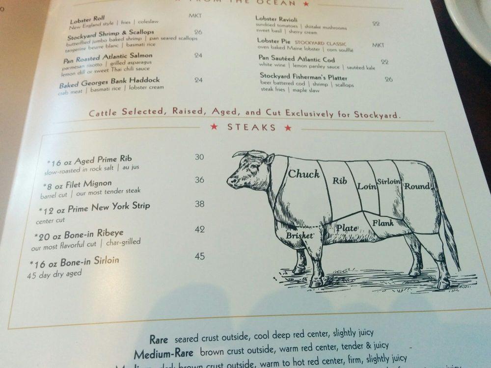 Menu at Stockyard Restaurant, Boston