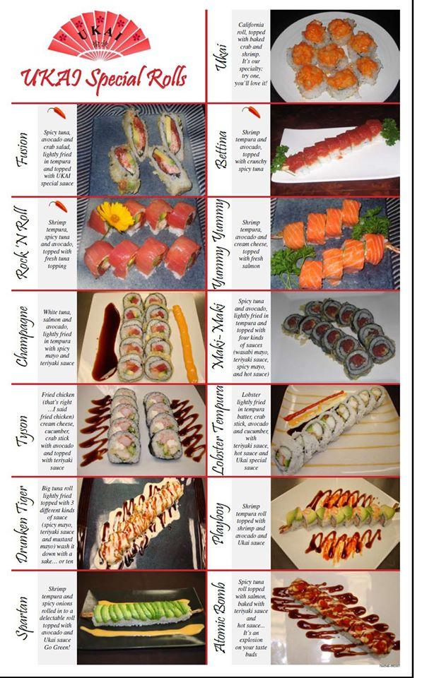 Menu at Ukai Hibachi Grill & Sushi Bar, Lansing
