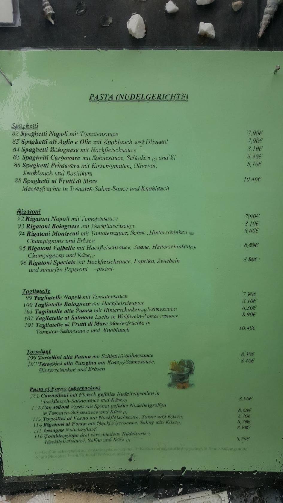 Speisekarte von Valbella restaurant, Seewald