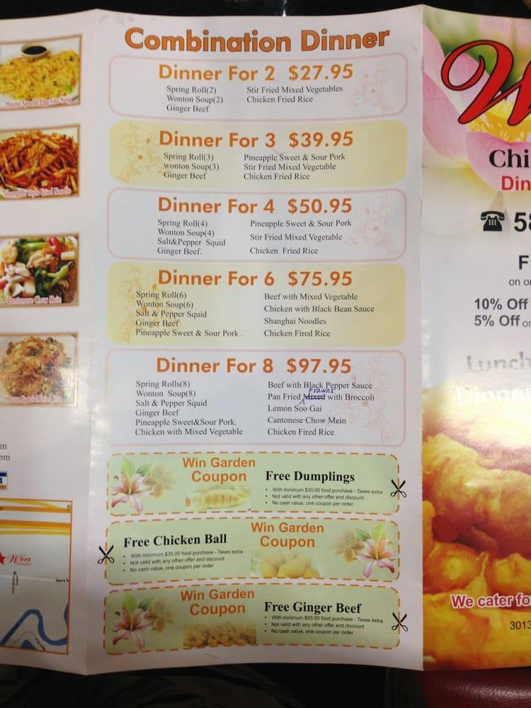 Menu at Win Garden restaurant, Airdrie