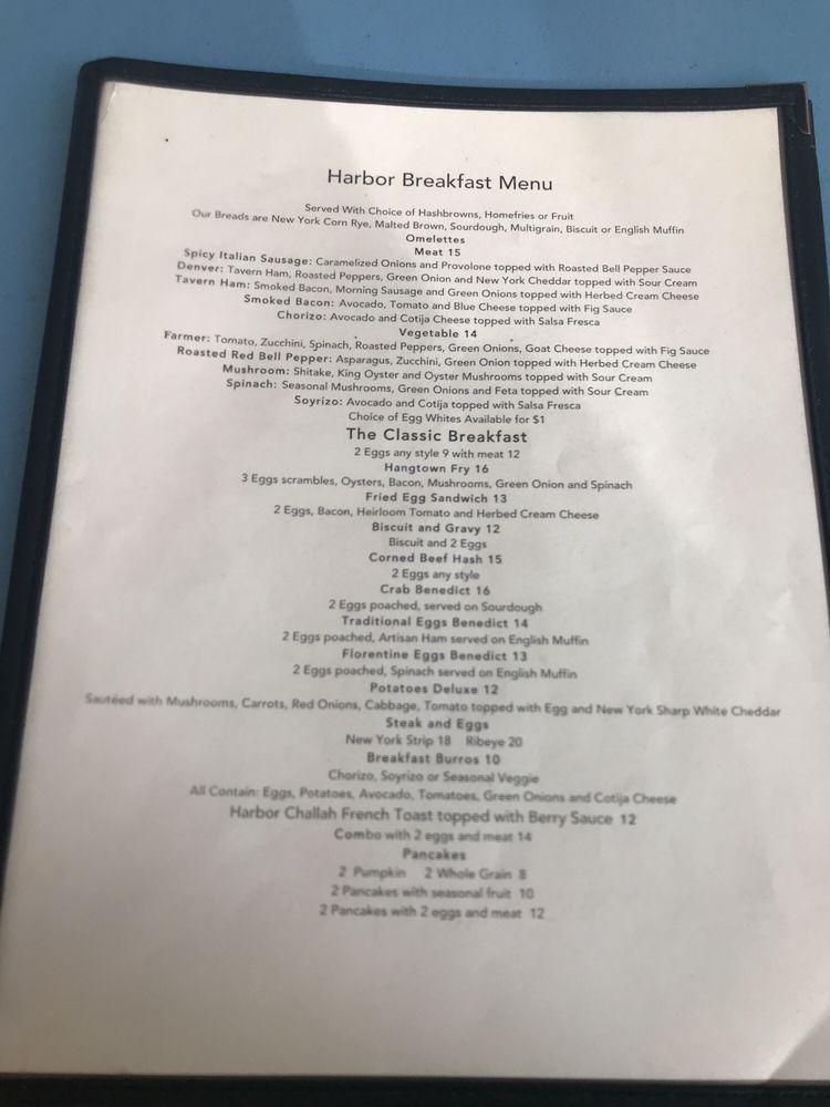Menu at Harbor Breakfast restaurant, San Diego