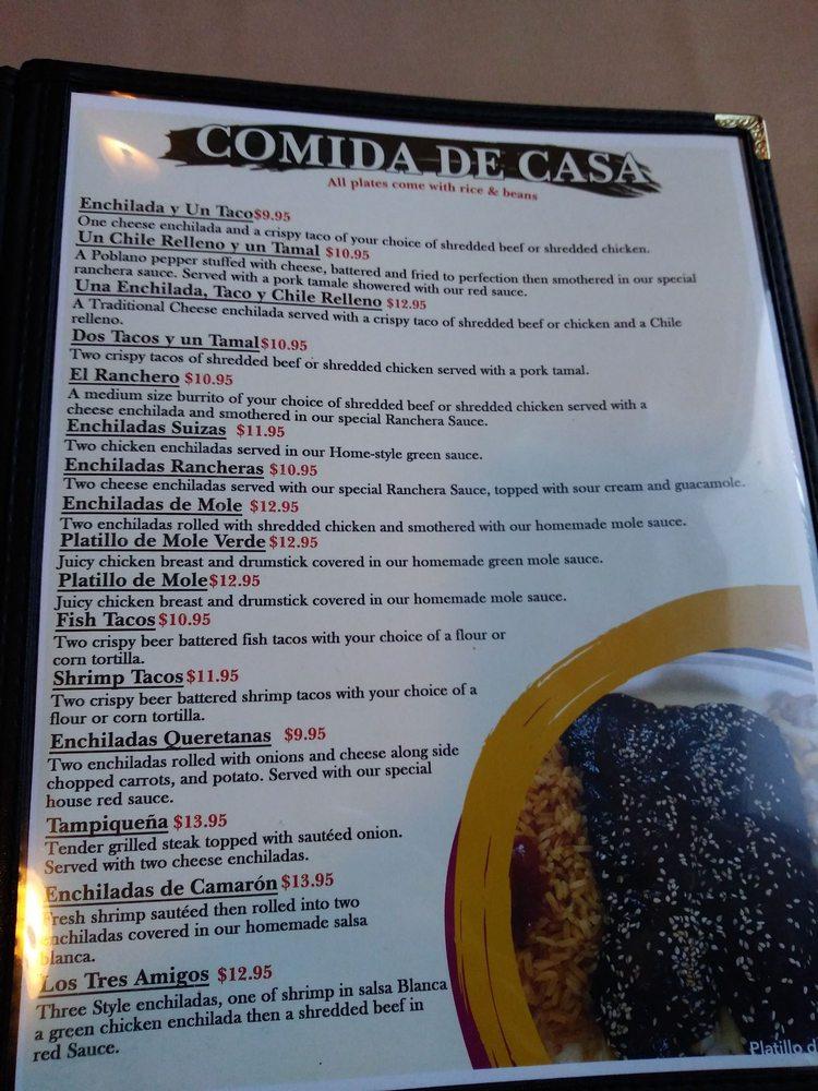 Menu at Los Arcos Mexican Restaurant, Cathedral City