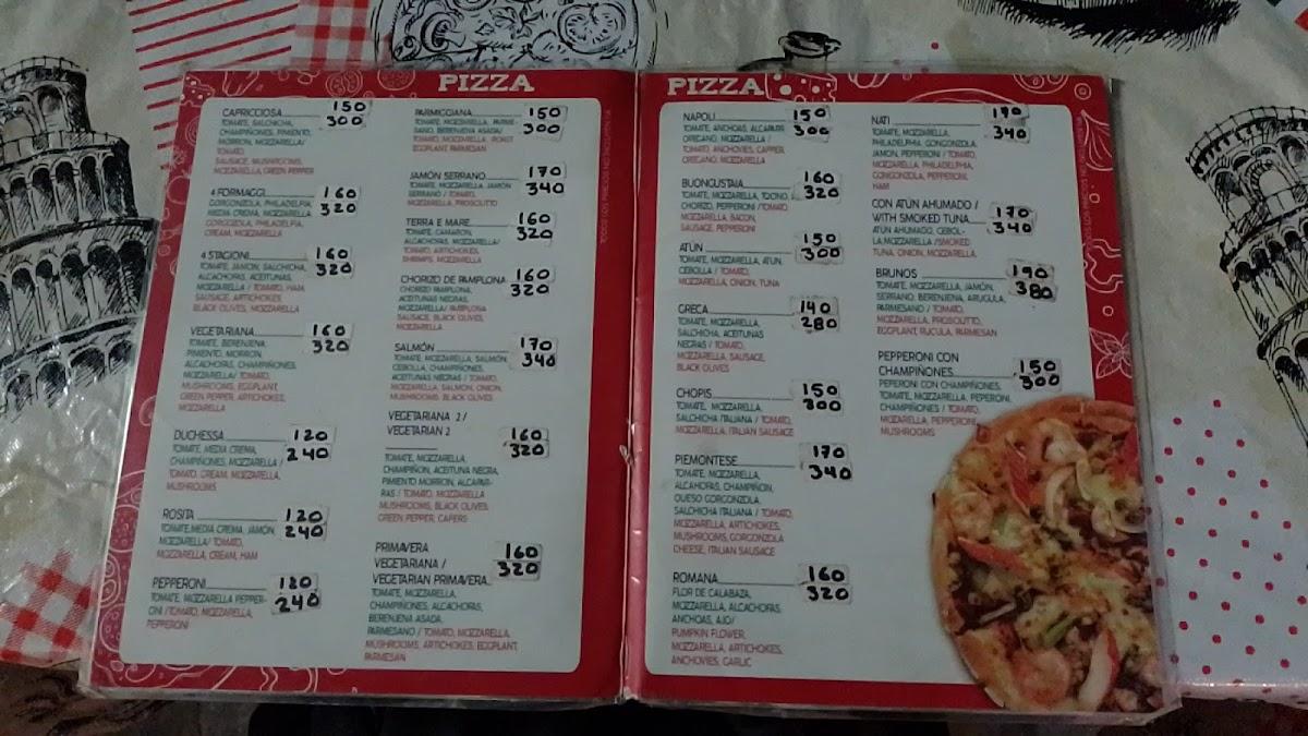 Menu at Luna Rossa restaurant, Puerto Escondido