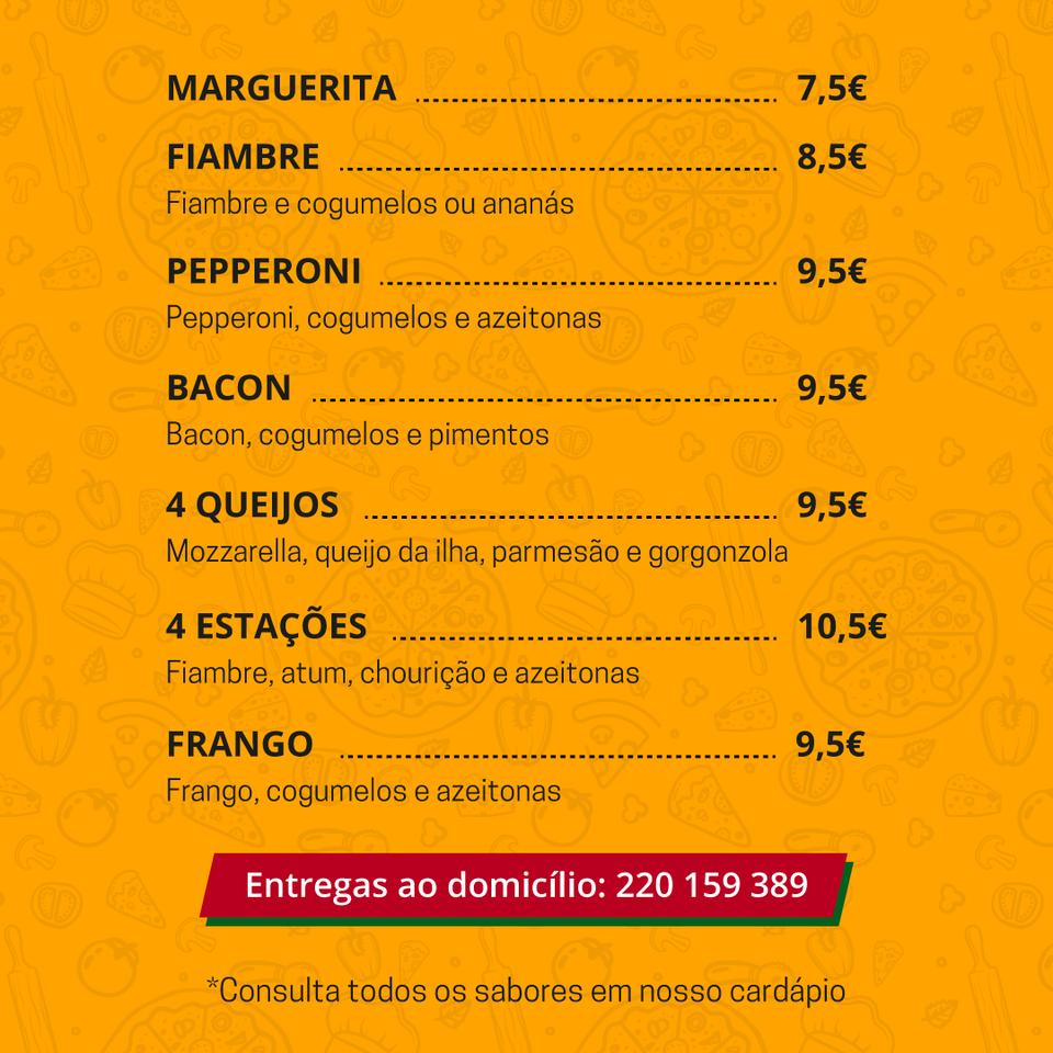 Menu at SOLO PIZZA pizzeria, Porto, Estrada da Circunvalação 7592C