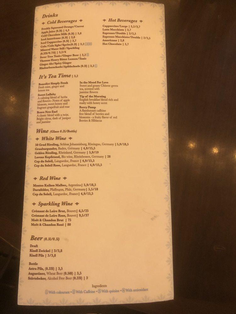 Speisekarte von Benedict restaurant, Berlin, Uhlandstraße 49