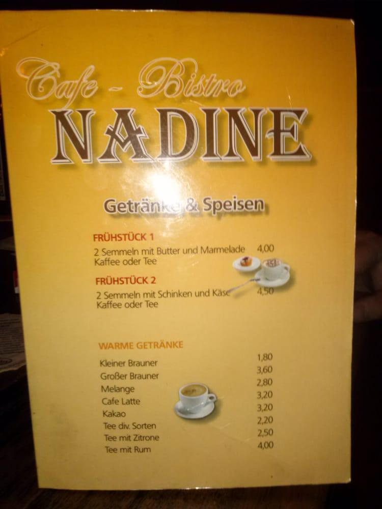 Menu at Cafe Bistro Nadine, Vienna
