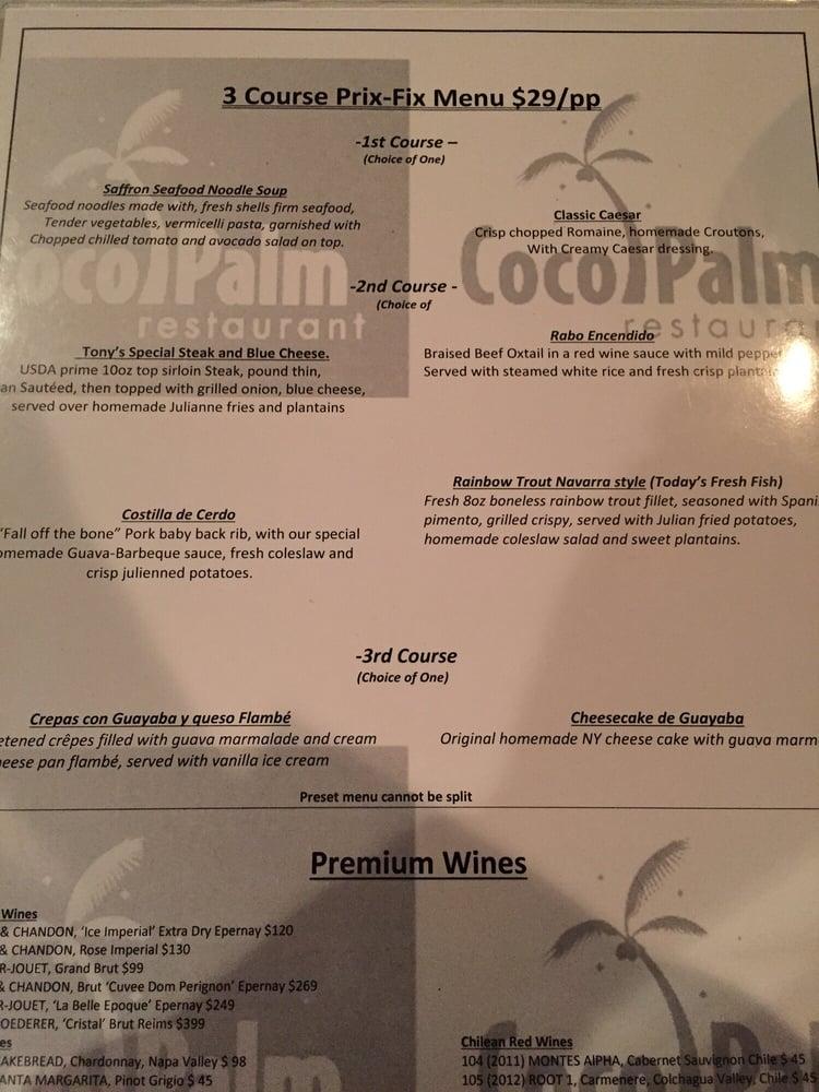 Menu at Coco Palm Restaurant, Pomona