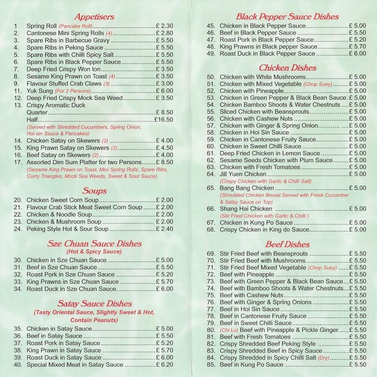 Menu at Imperial Kitchen fast food, Derby