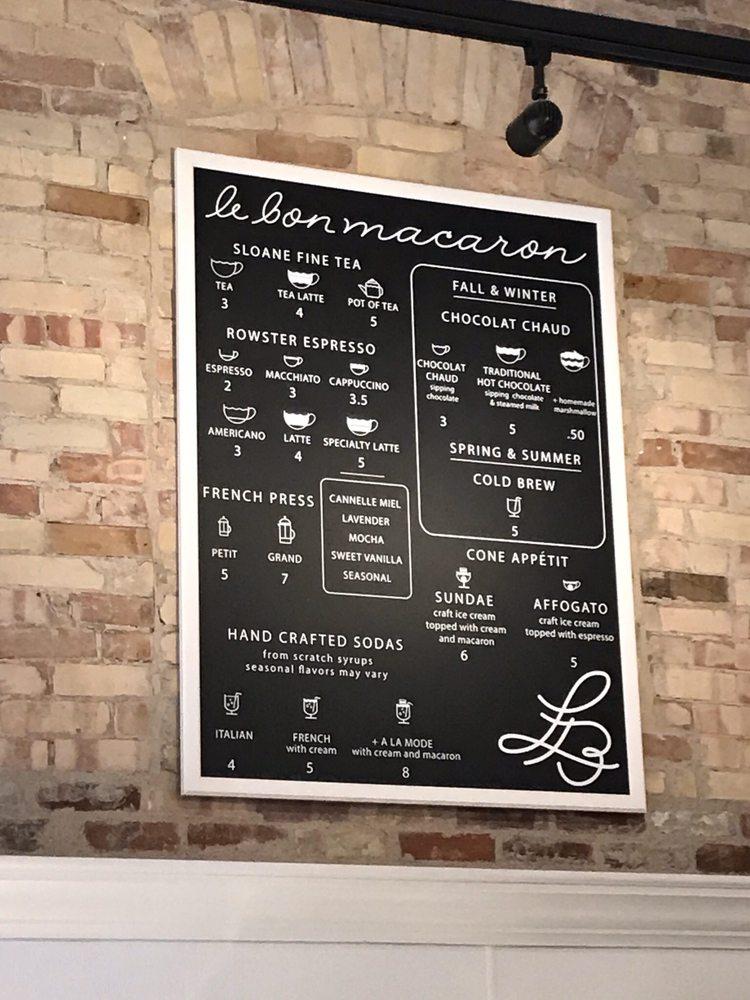 Menu at Le Bon Macaron cafe, Grand Rapids