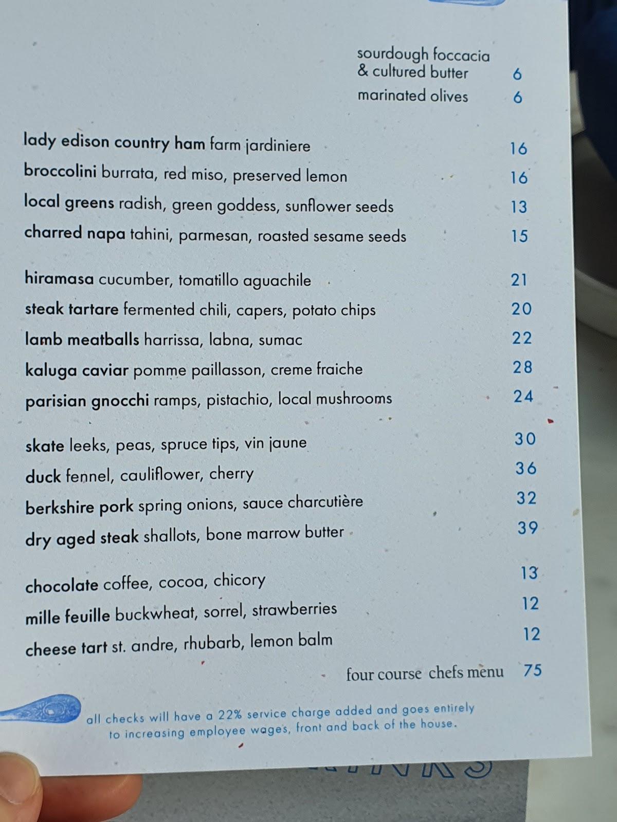 Menu at Lutèce. pub & bar, Washington