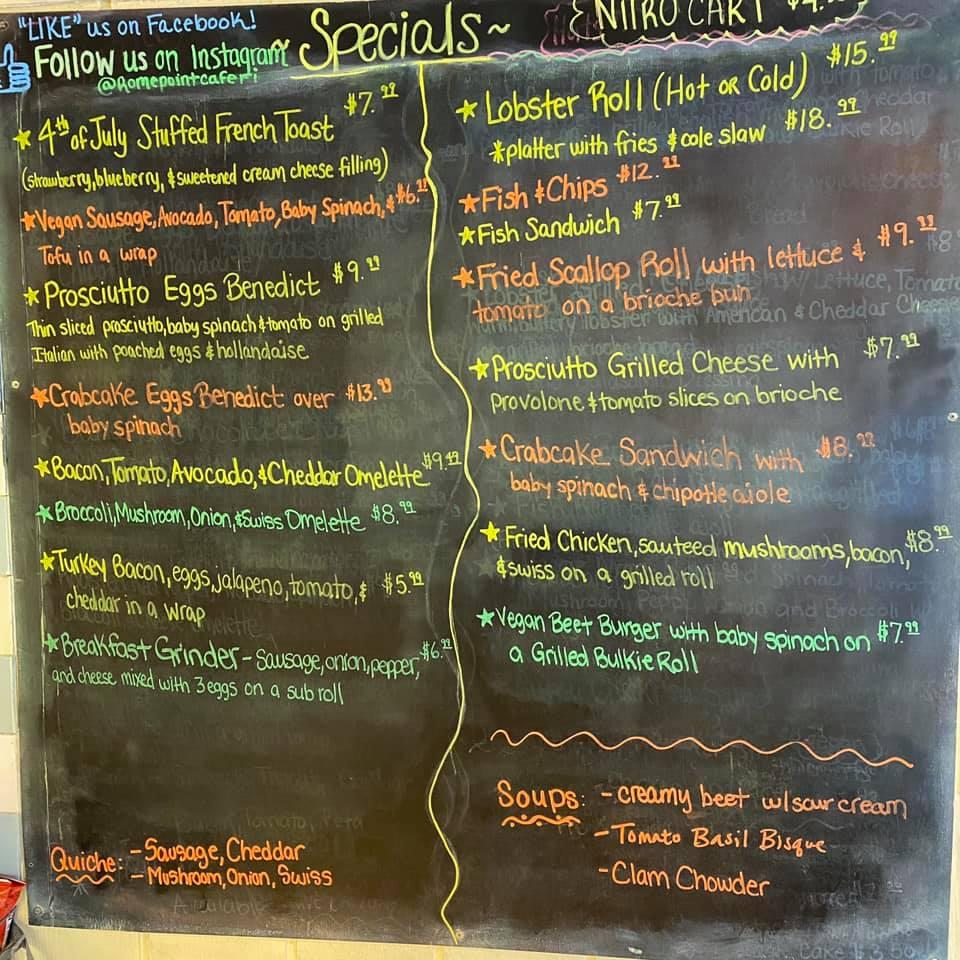 Menu at Rome Point Café cafe, North Kingstown