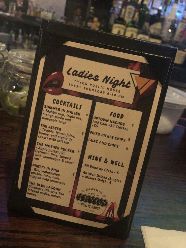 Menu at Tryon Public House, New York City