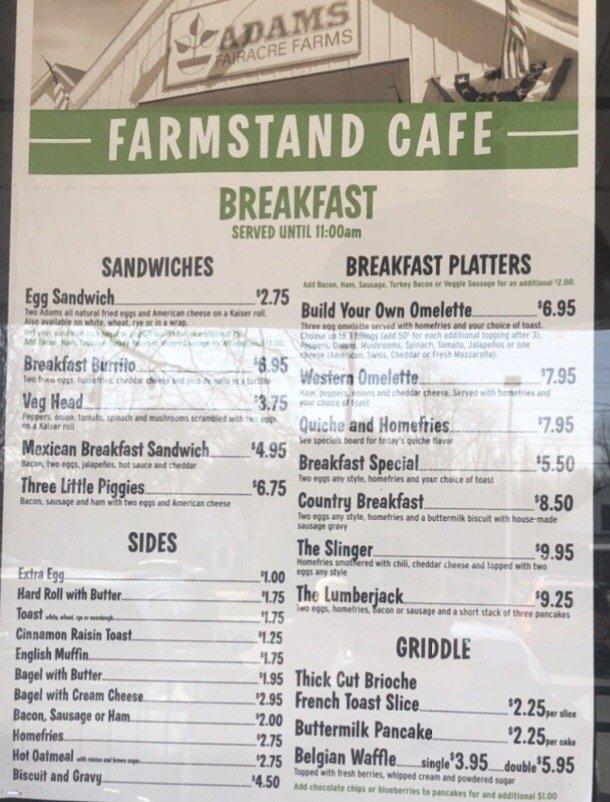Menu at Adams Cafe, Poughkeepsie, 765 Dutchess Turnpike