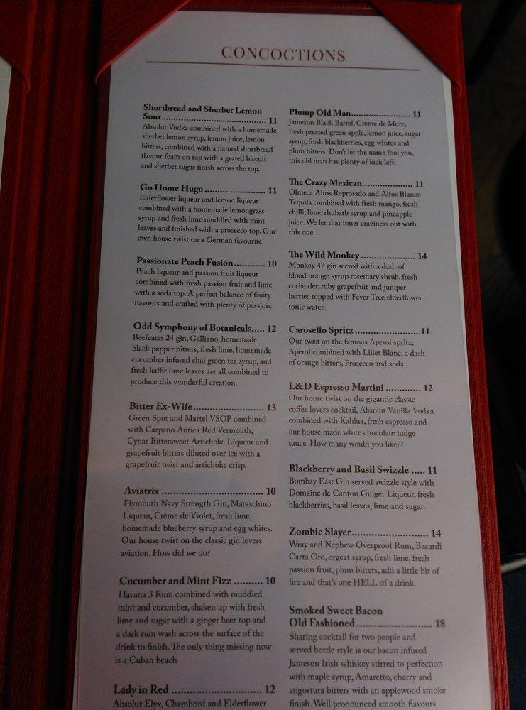 Menu at Lemon & Duke pub & bar, Dublin