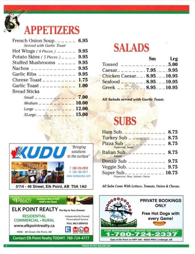 Menu at Magic Pizza Since 1997 LTD restaurant, Elk Point