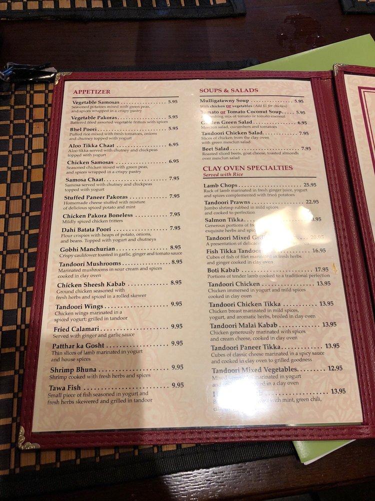 Menu at Namaste restaurant, New York City, 31-15 30th Ave.
