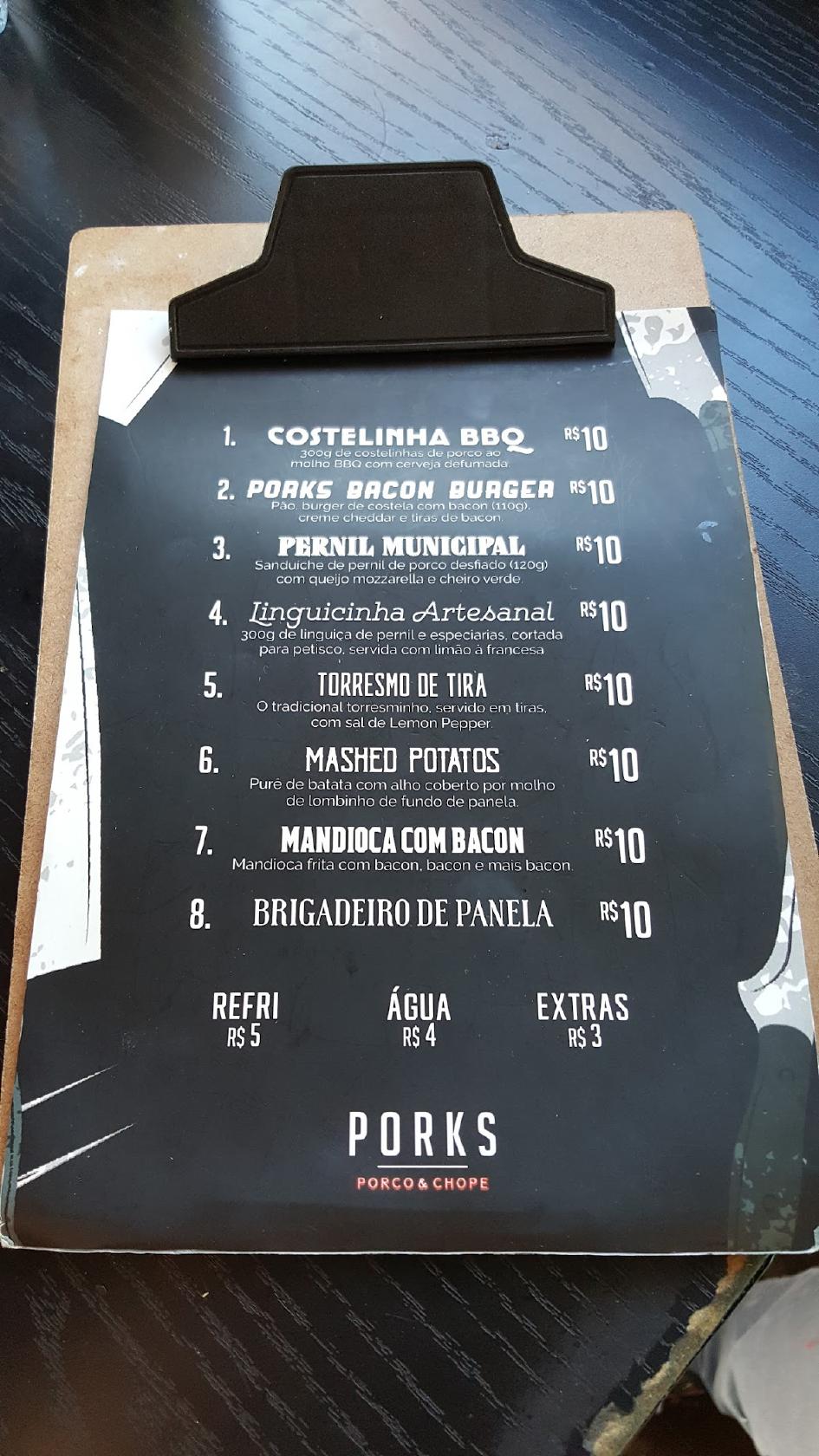 Menu em Porks - Museu do Olho pub & Bar, Curitiba, R. Mal. Hermes
