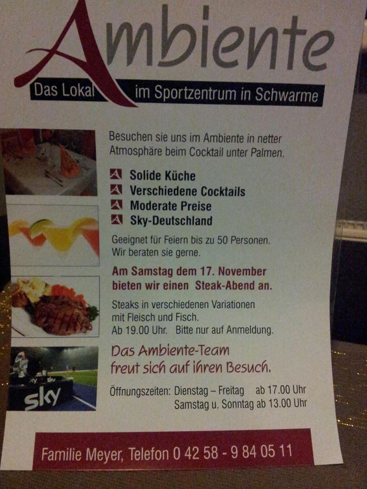 Menu at Ambiente restaurant, Schwarme