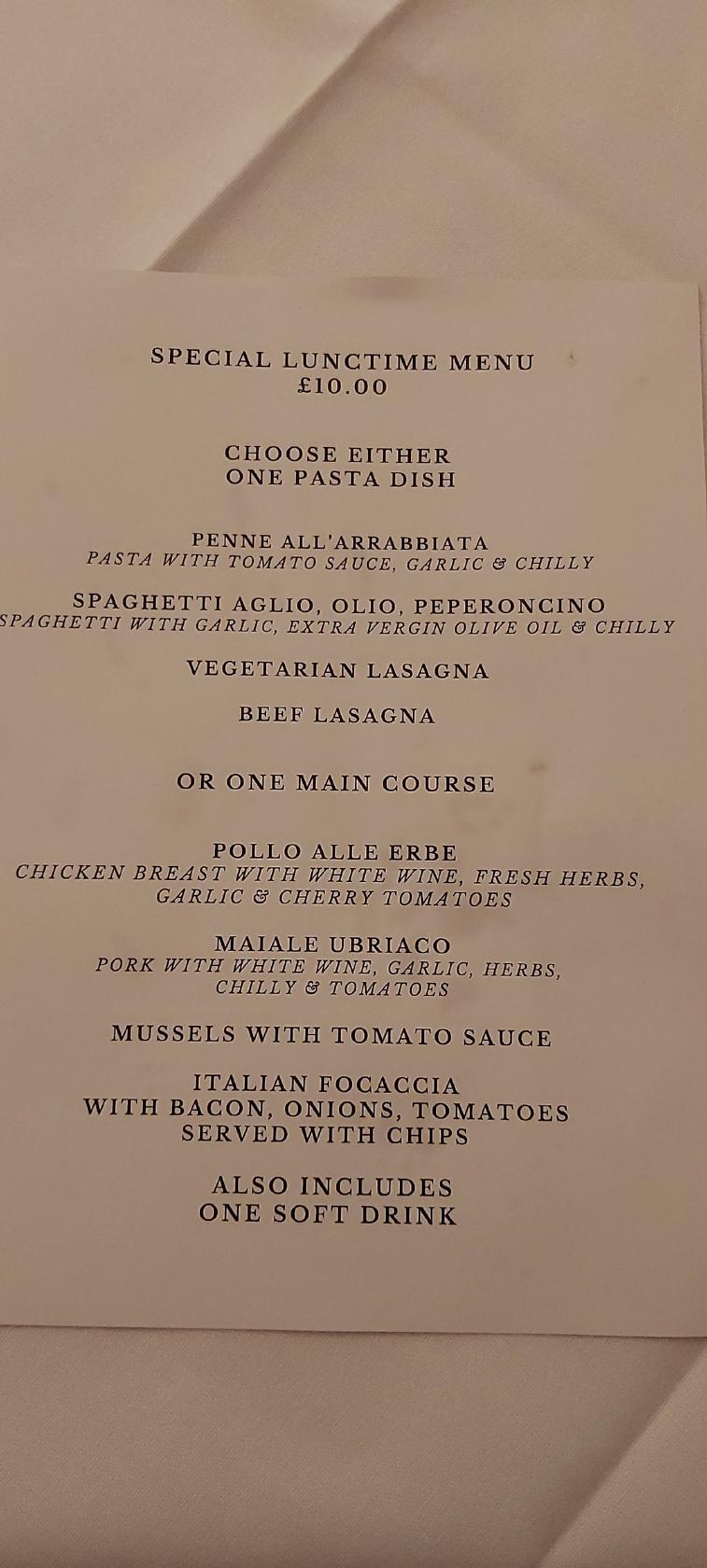 Menu at Lartista Ristorante restaurant, Luton