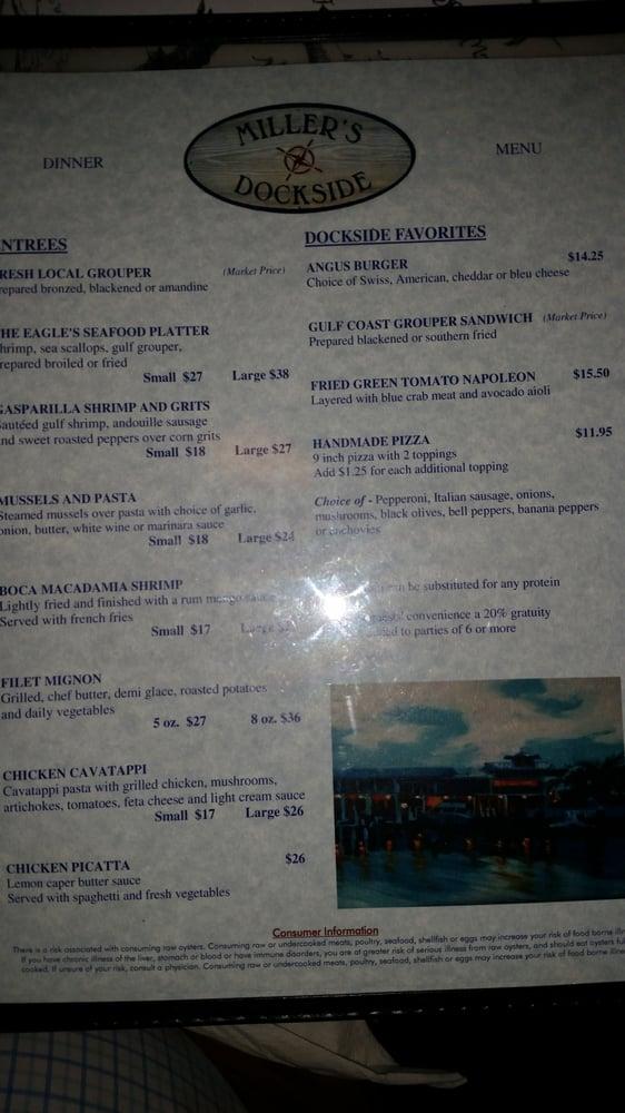 Menu at Eagle Grille & Miller's Dockside restaurant, Boca Grande