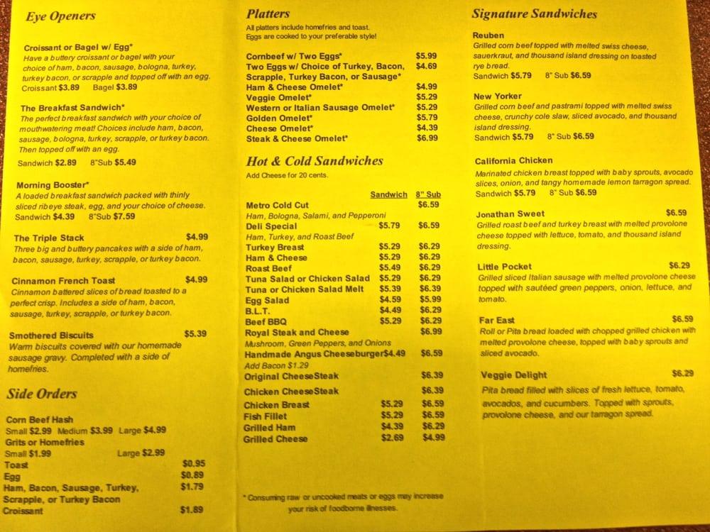 Menu at Gunston Deli, Grill, & Store restaurant, Lorton