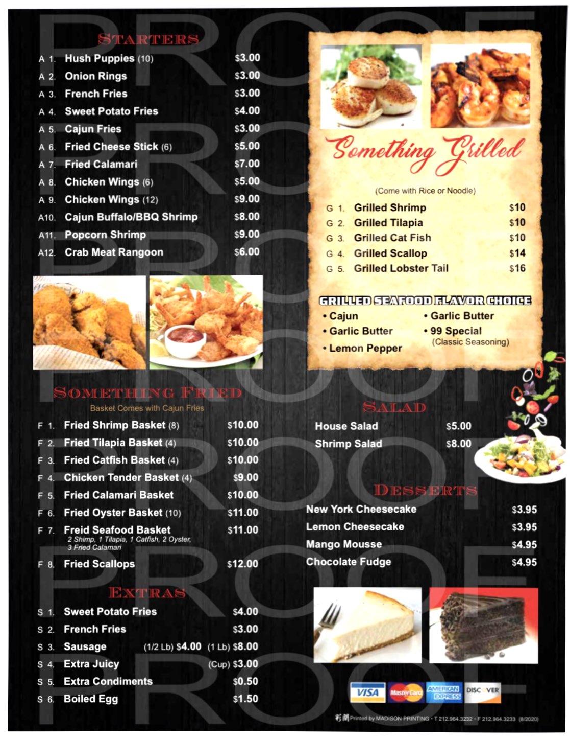 Menu at PIER99 Cajun Seafood & Bar, Crofton