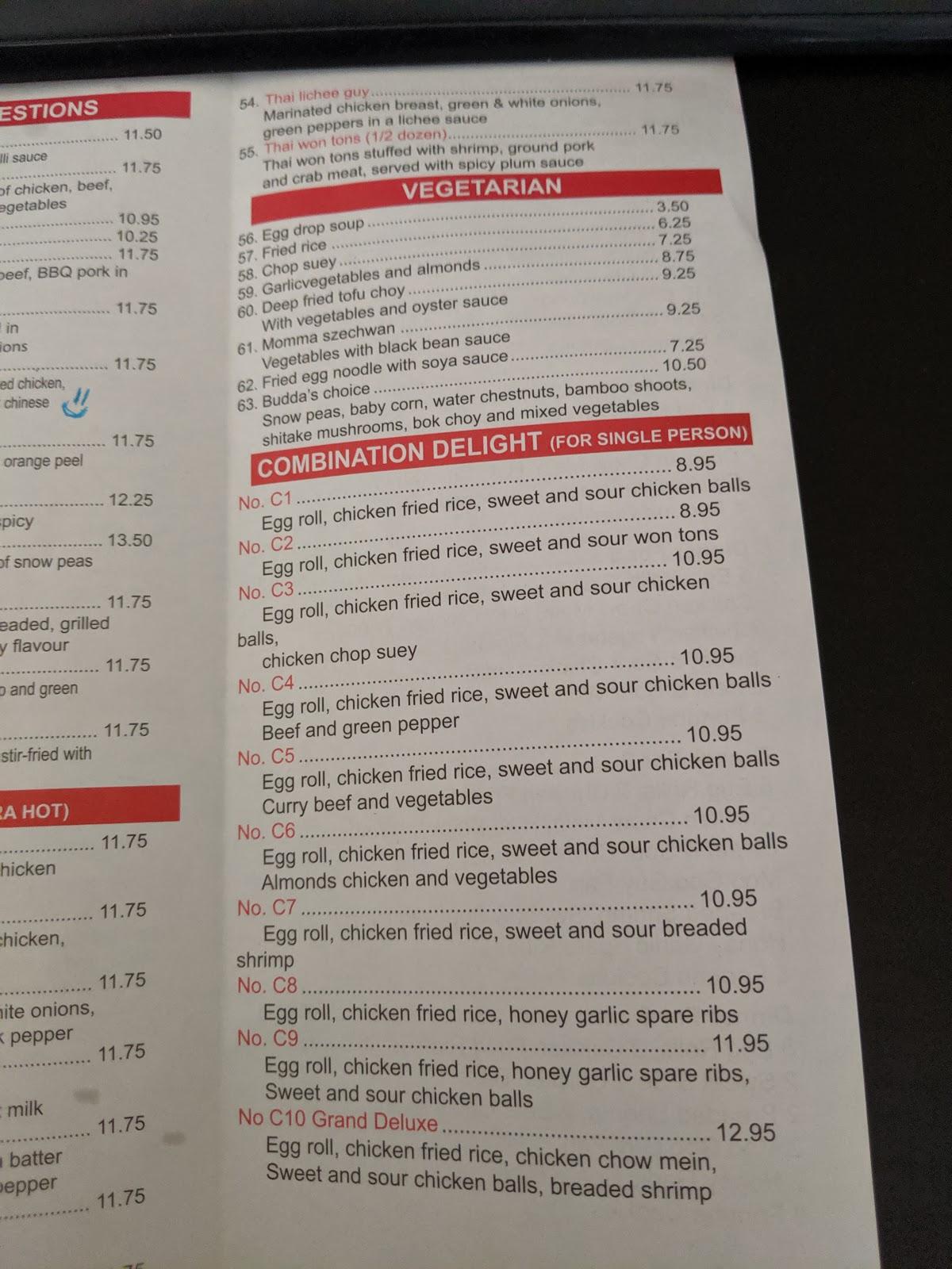 Menu at Tai Pan China Café, Mattawa