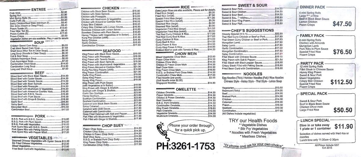 Menu at Top Wok Asian Kitchen fast food, Bracken Ridge
